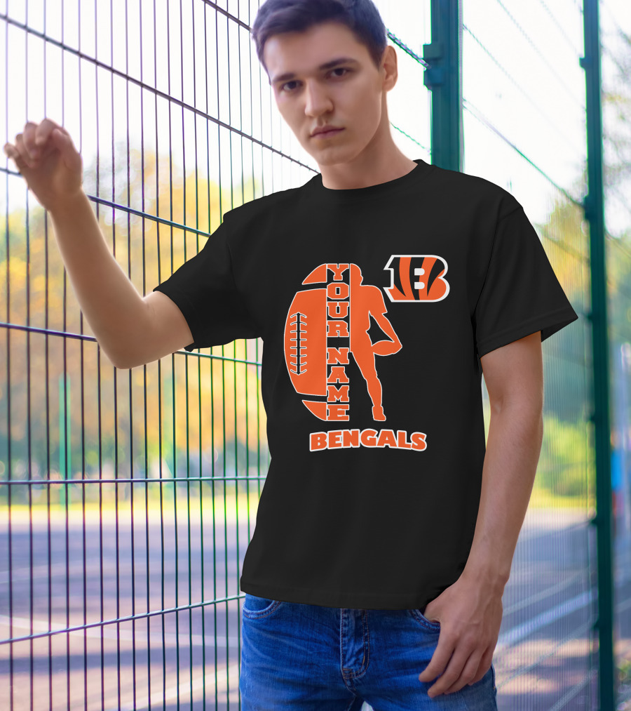 Your Name Bengals Football Silhouette B T-Shirt