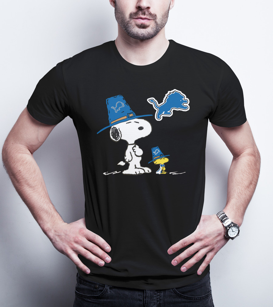 Detroit Lions Snoopy Woodstock Thanksgiving T-Shirt