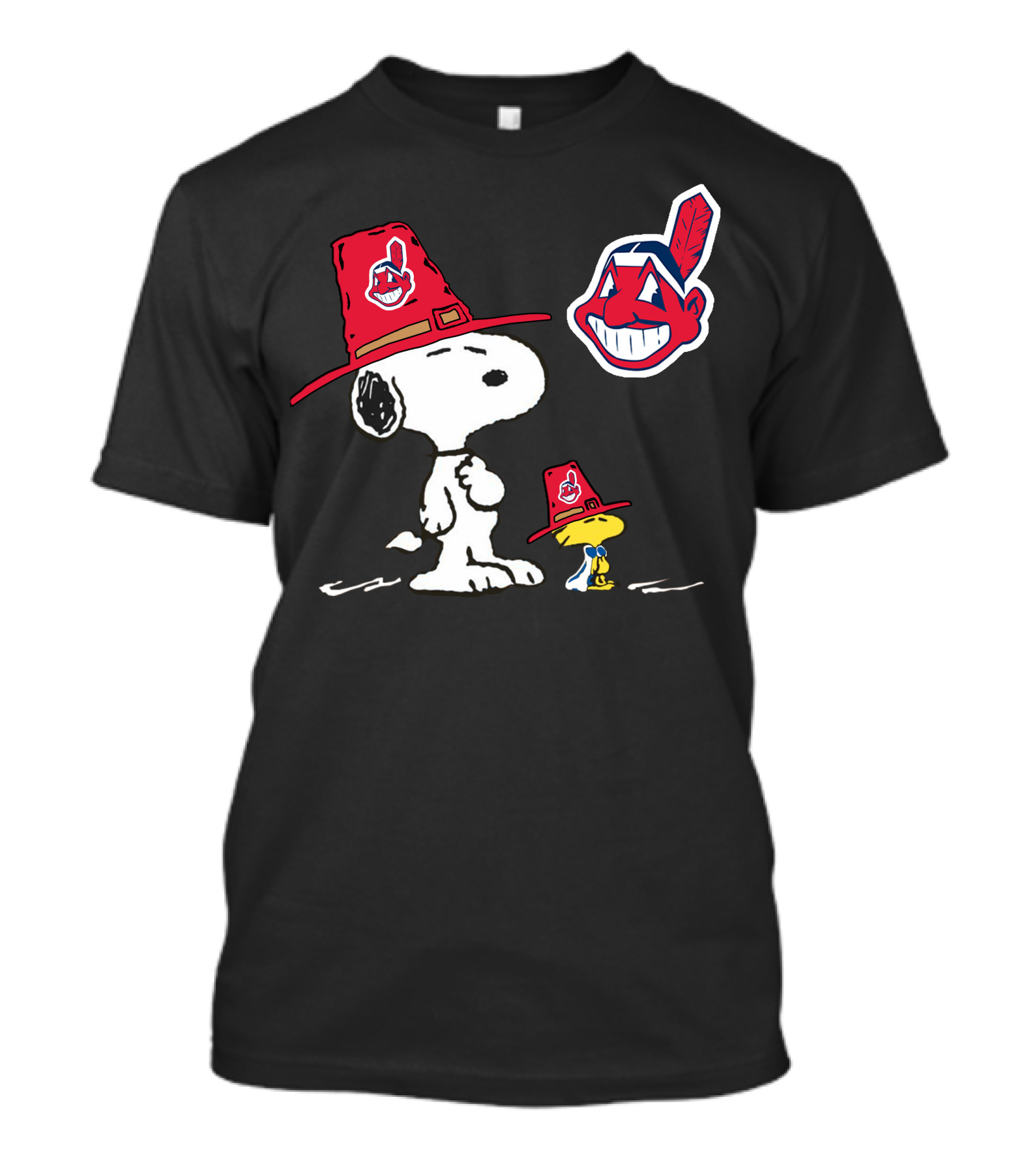 Cleveland Indians Snoopy Woodstock Chief Wahoo Hat T-Shirt