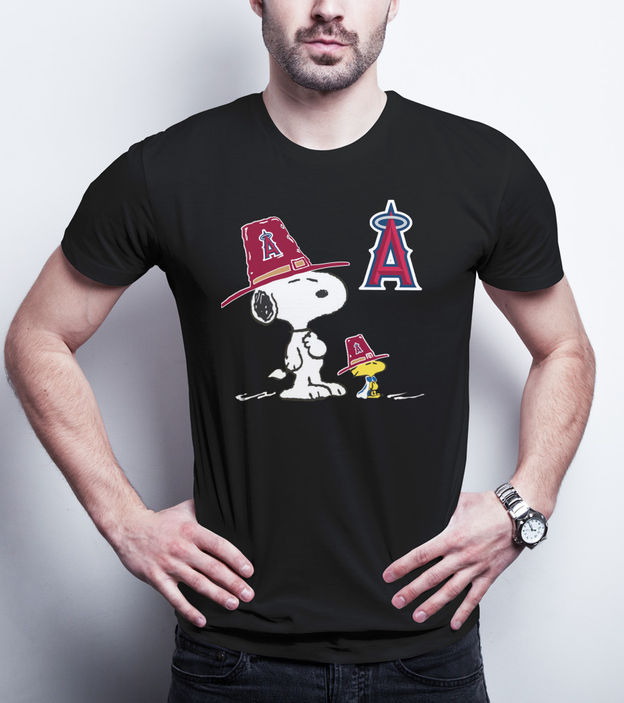 Los Angeles Angels Snoopy Woodstock Big Red Hat T-Shirt