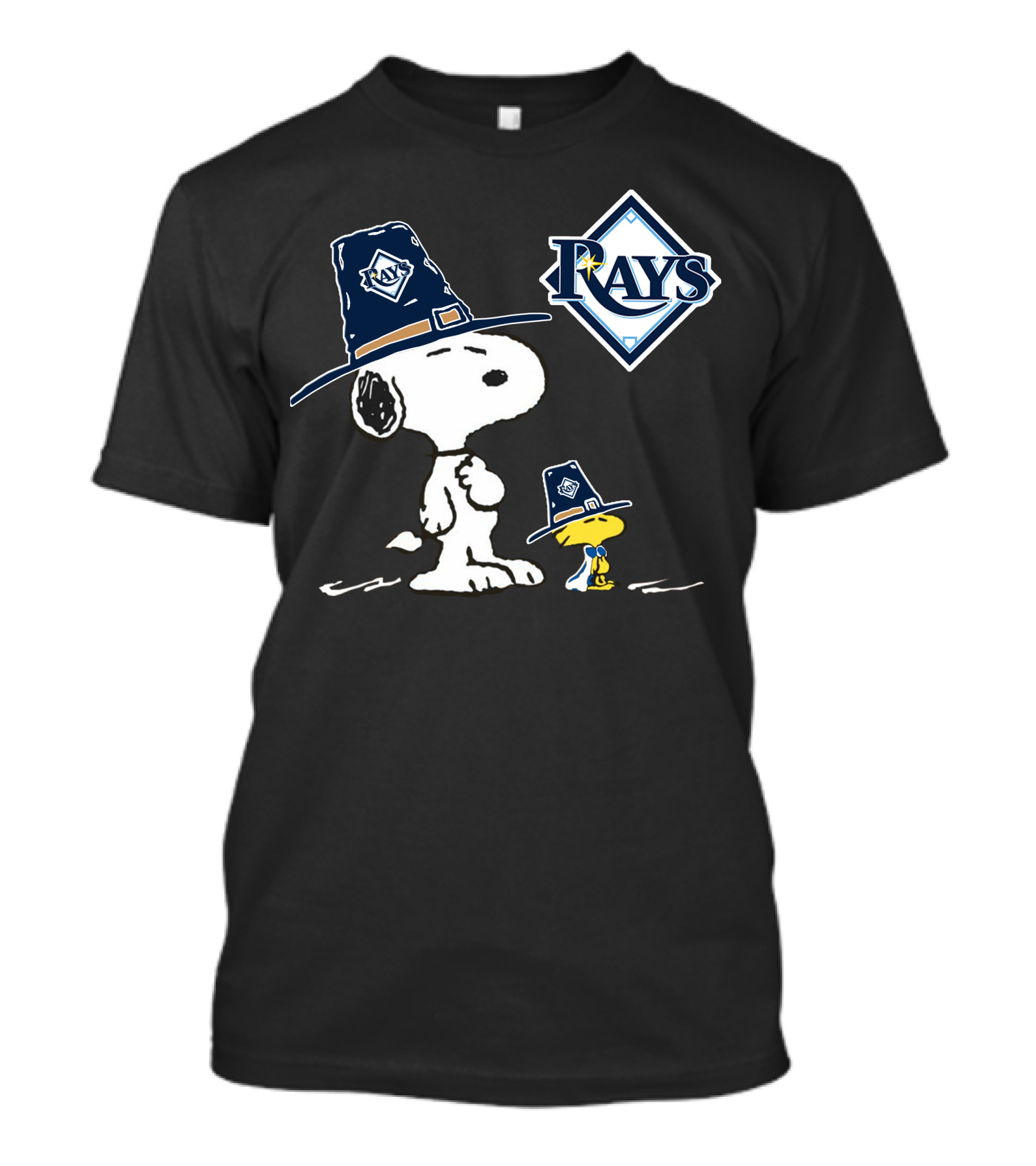 Tampa Bay Rays Snoopy Woodstock Thanksgiving Pilgrim Hats T-Shirt