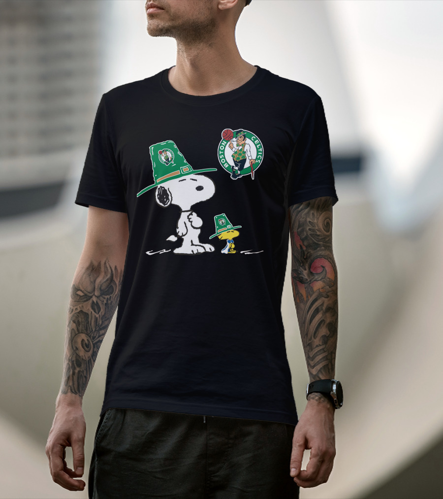 Boston Celtics Snoopy Woodstock Basketball T-Shirt