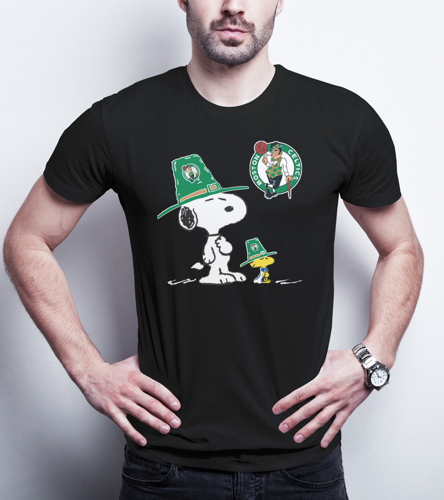 Boston Celtics Snoopy Woodstock Basketball T-Shirt