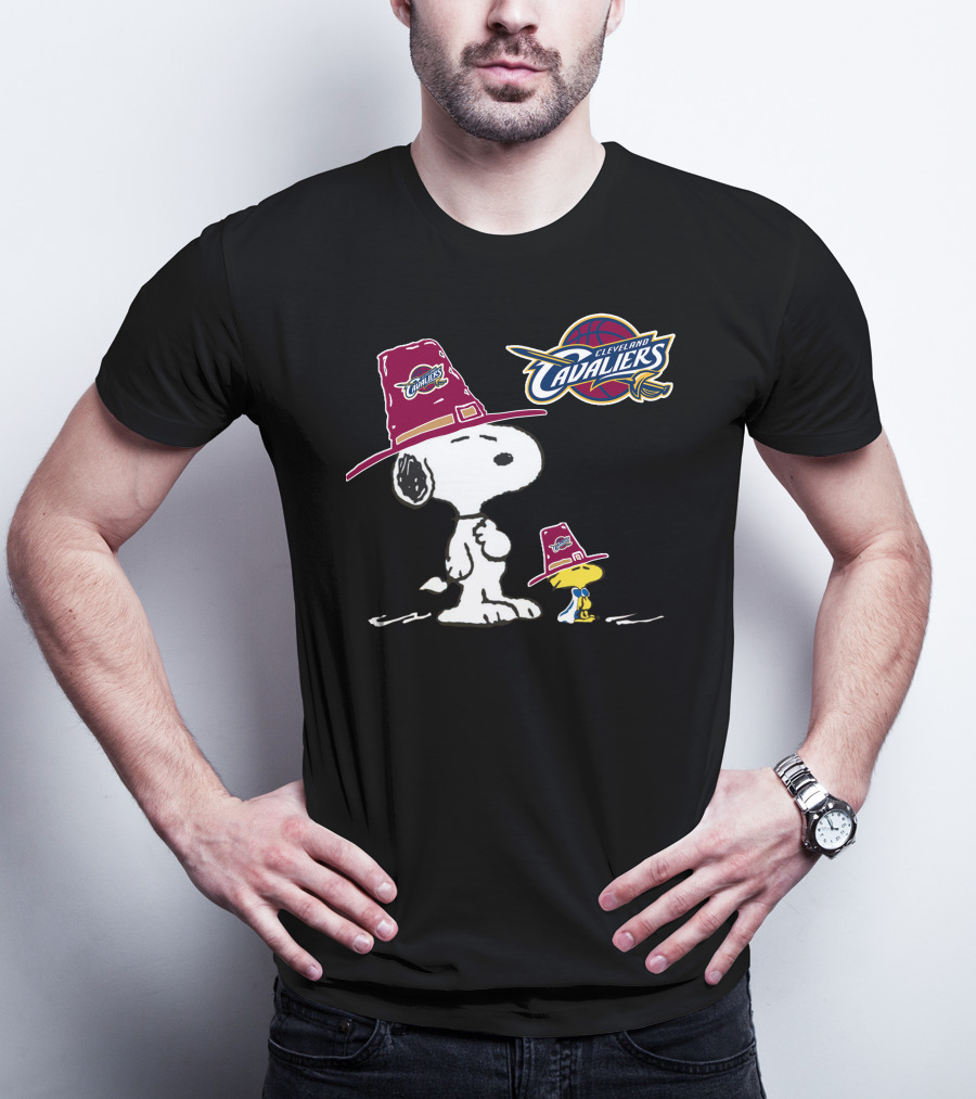 Cleveland Cavaliers Snoopy And Woodstock In Cavaliers Hats T-Shirt