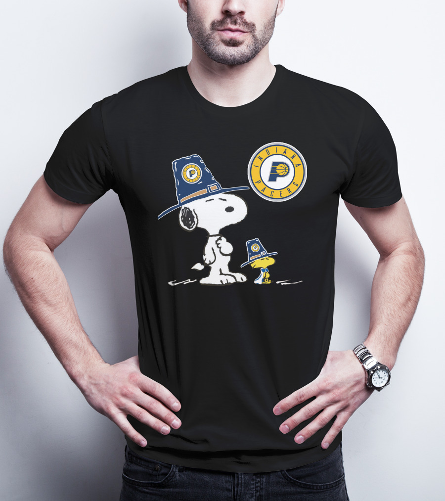 Indiana Pacers Snoopy And Woodstock In Team Hats T-Shirt
