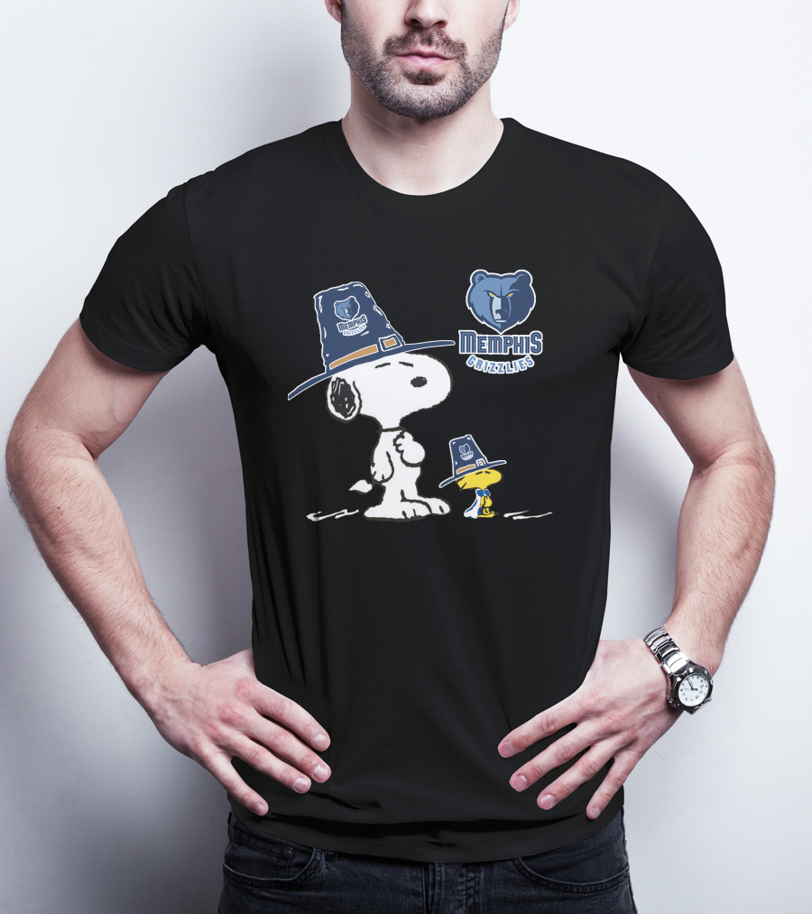 Memphis Grizzlies Snoopy And Woodstock Pilgrim Hats T-Shirt