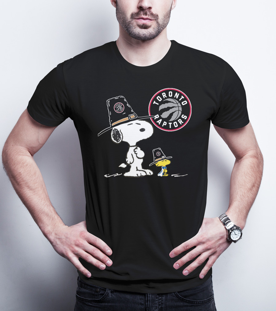 Toronto Raptors Snoopy Woodstock Pilgrim Hats Peanuts Basketball T-Shirt