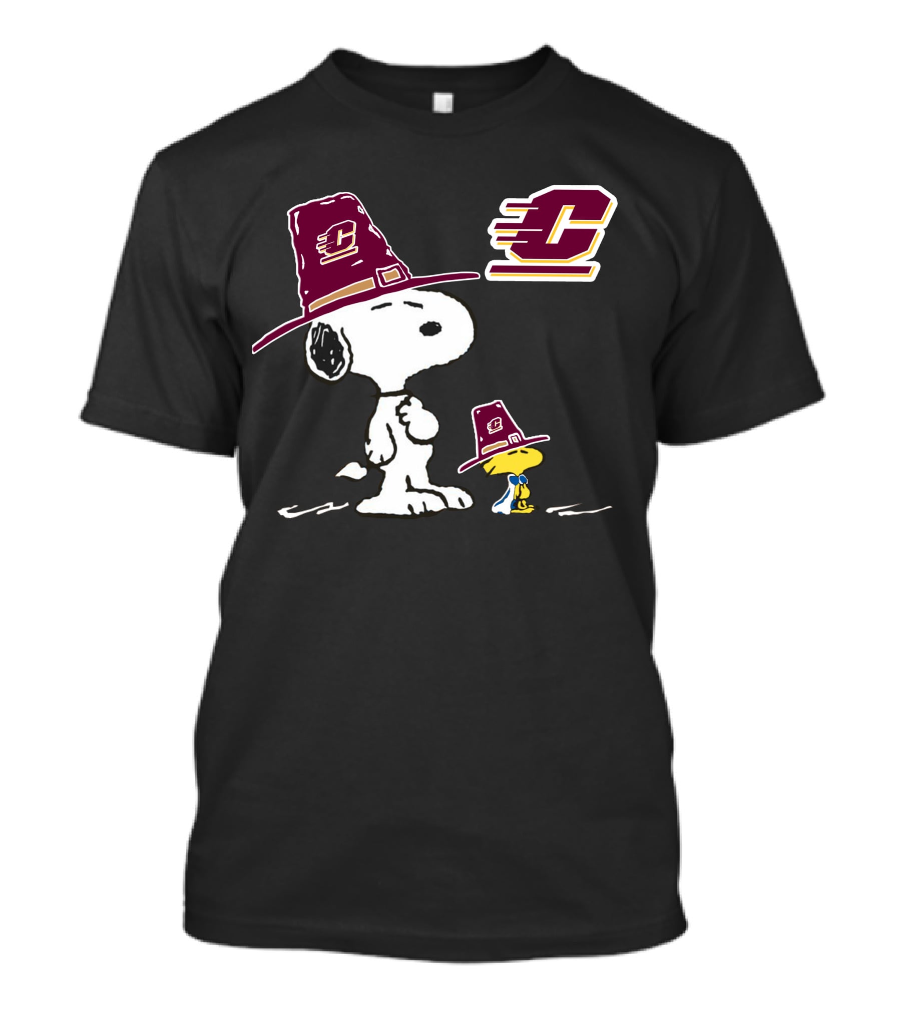 Central Michigan Chippewas Snoopy Woodstock Football T-Shirt