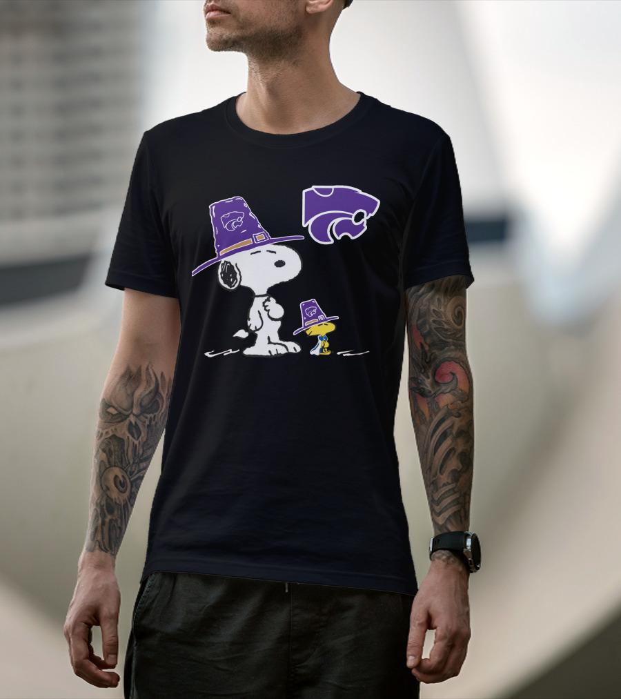 Kansas State Wildcats Snoopy And Woodstock Pilgrim Hats T-Shirt