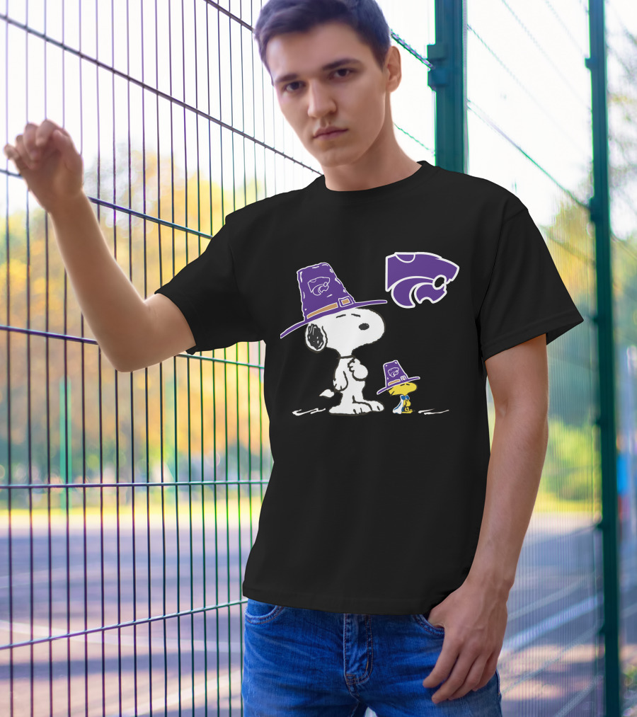 Kansas State Wildcats Snoopy And Woodstock Pilgrim Hats T-Shirt