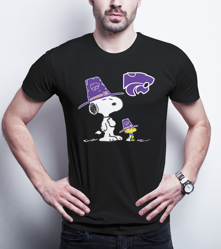Kansas State Wildcats Snoopy And Woodstock Pilgrim Hats T-Shirt
