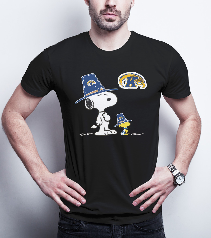 Kent State Golden Flashes Snoopy And Woodstock Pilgrim Hats T-Shirt