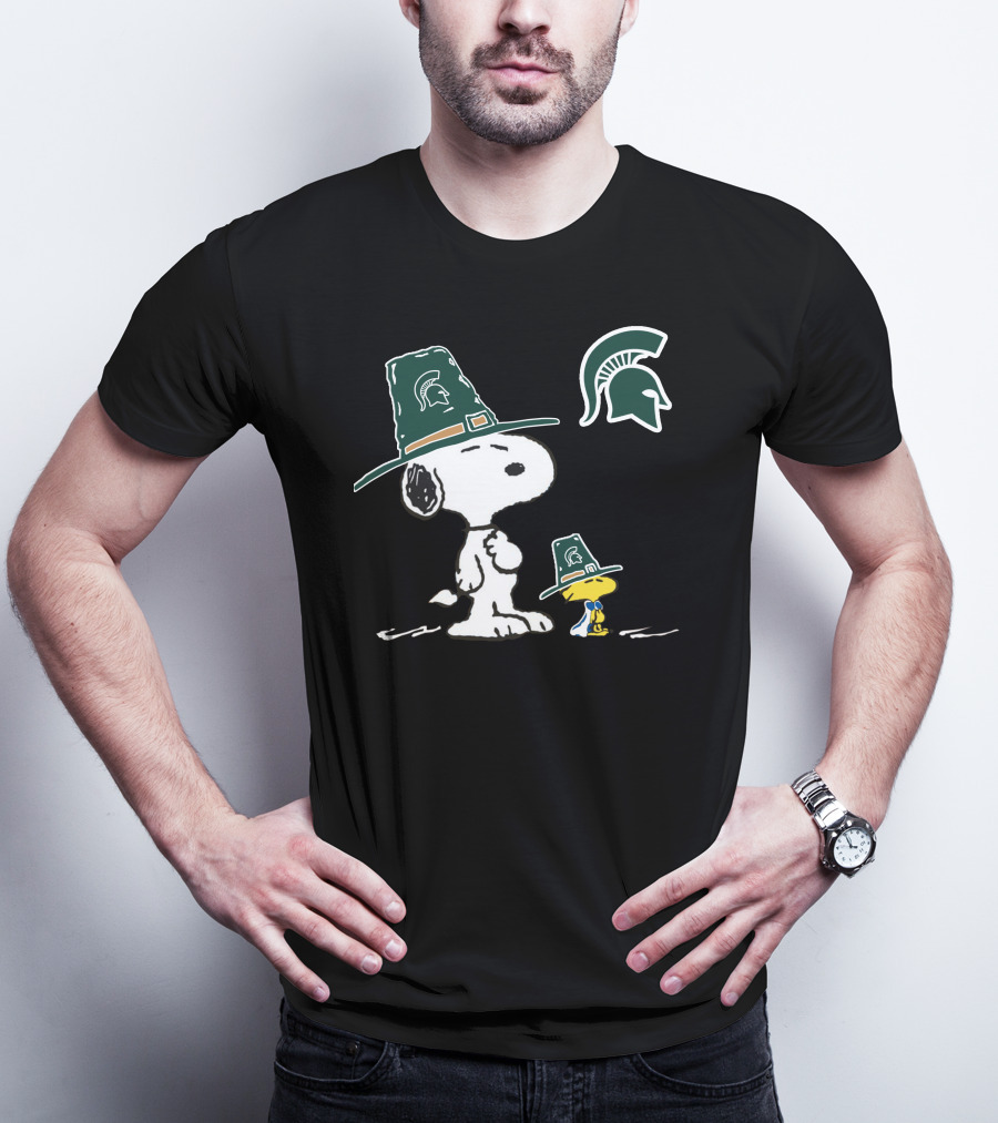 MI State Snoopy Spartan Helmet Woodstock T-Shirt