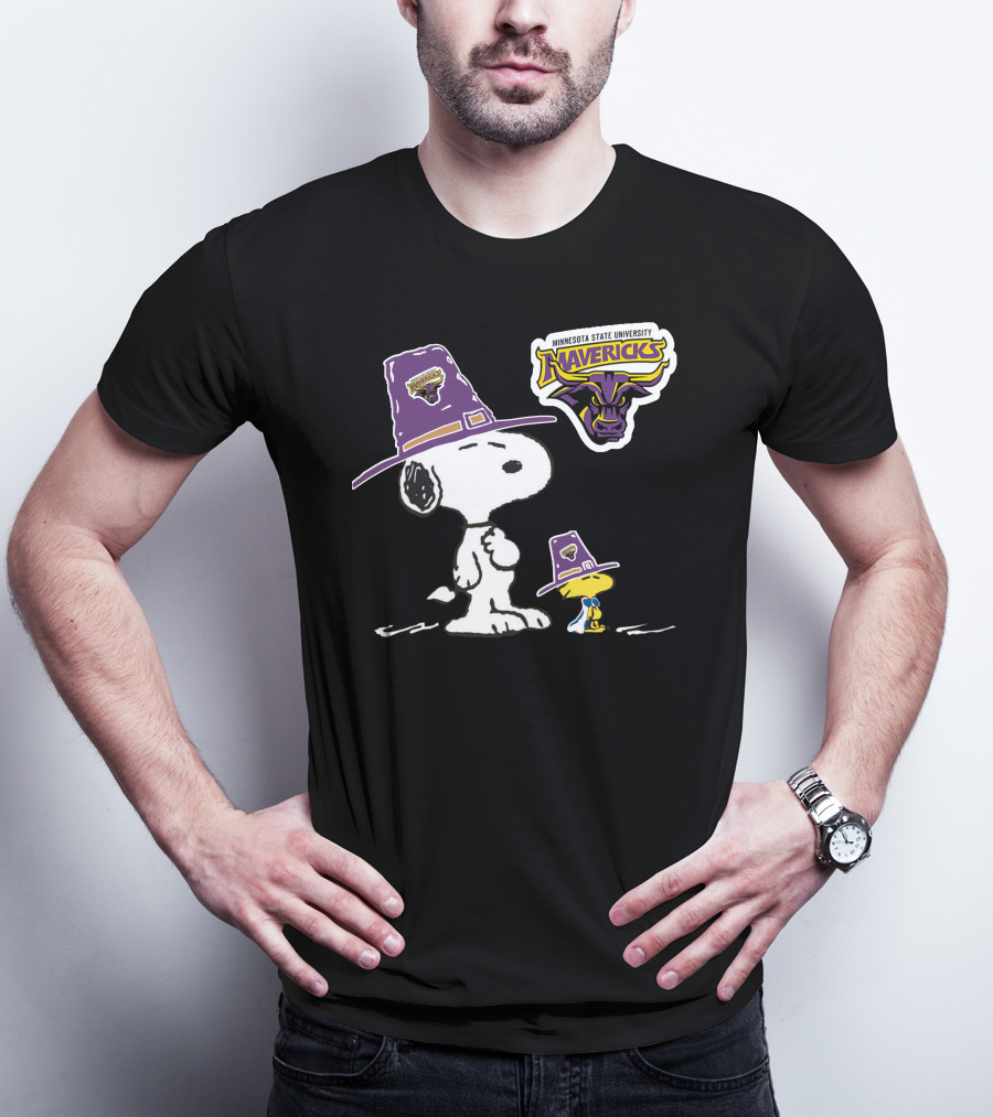 Minnesota State University Mavericks Snoopy And Woodstock T-Shirt