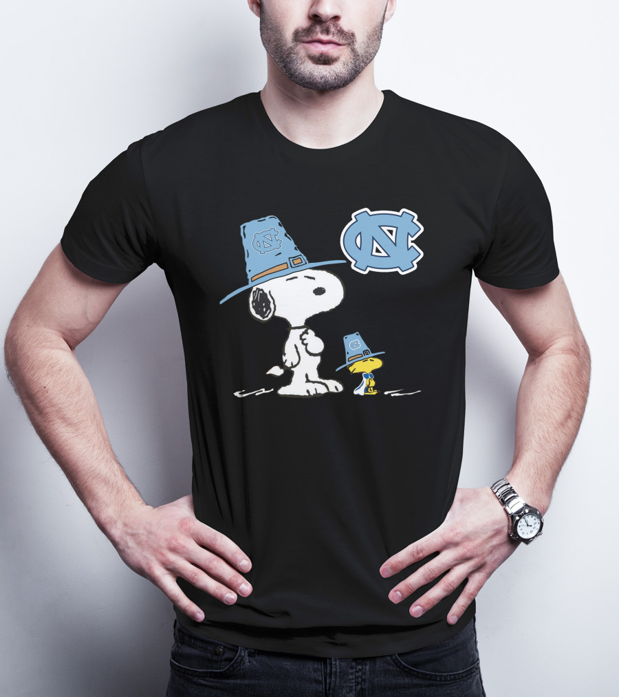 North Carolina Tar Heels Snoopy Woodstock Pilgrim Hats UNC T-Shirt