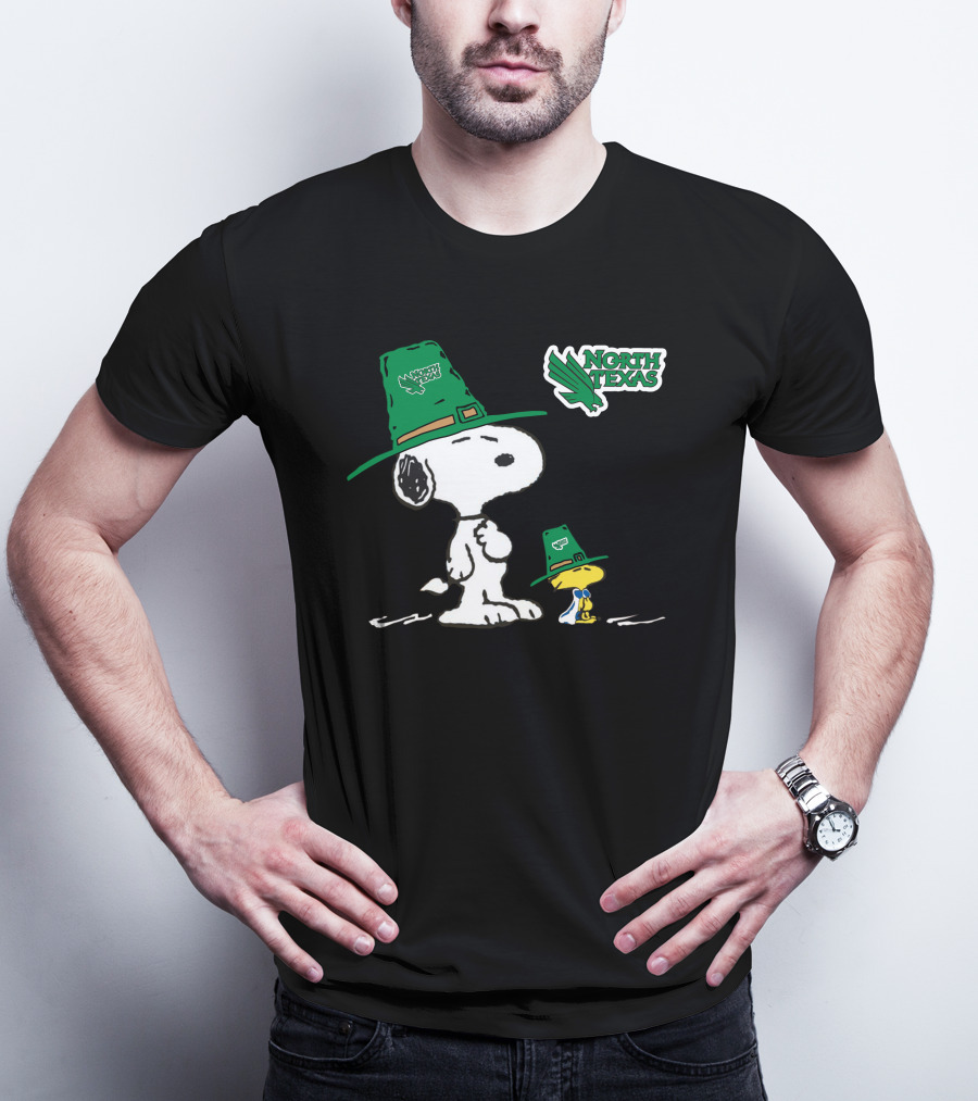 North Texas Mean Green Peanuts Snoopy And Woodstock In Irish Hats T-Shirt