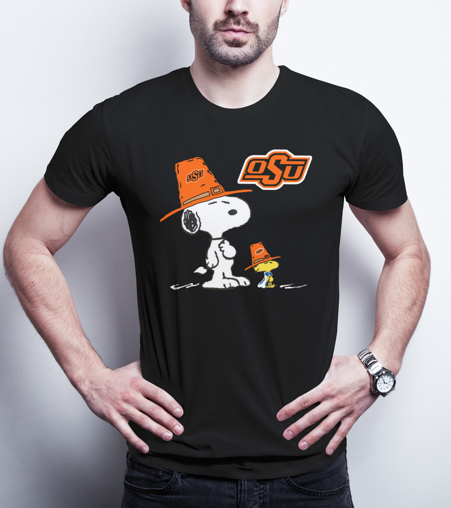 Oklahoma State Cowboys Snoopy OSU Hat Peanuts T-Shirt