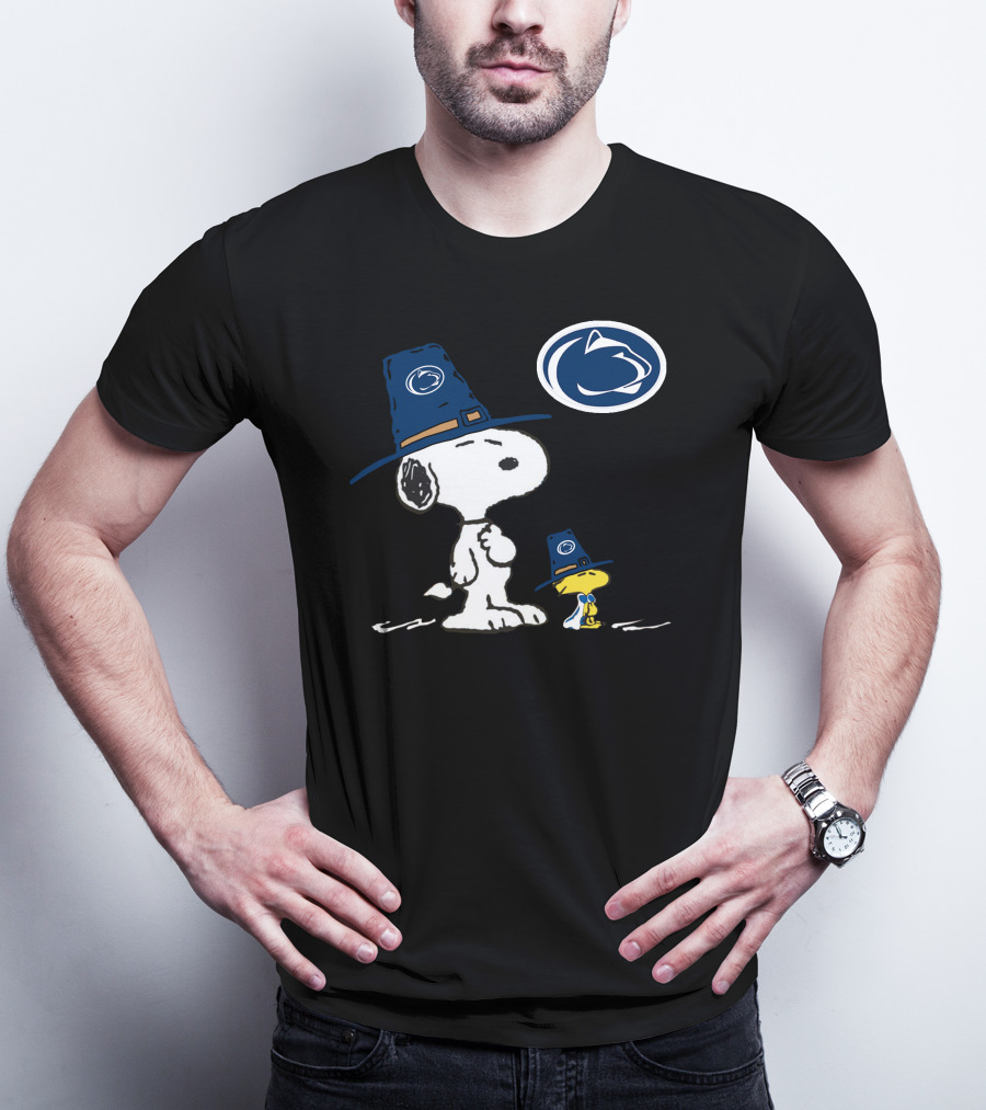 Penn State Nittany Lions Snoopy And Woodstock Pilgrim Hats Peanuts Football T-Shirt
