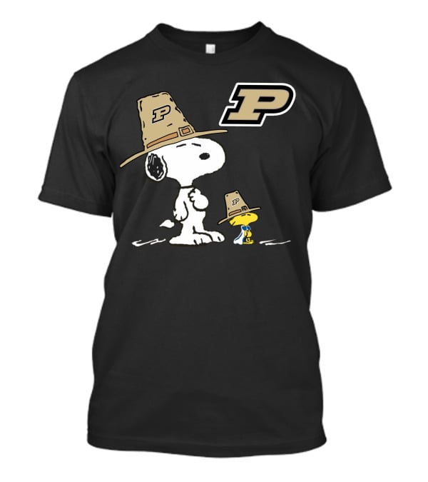 Purdue Boilermakers Snoopy Woodstock P Hat T-Shirt