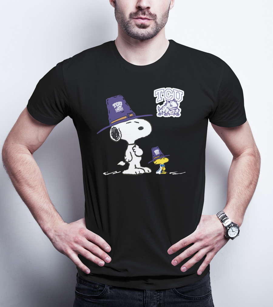 TCU Horned Frogs Snoopy Woodstock Pilgrim Hat T-Shirt