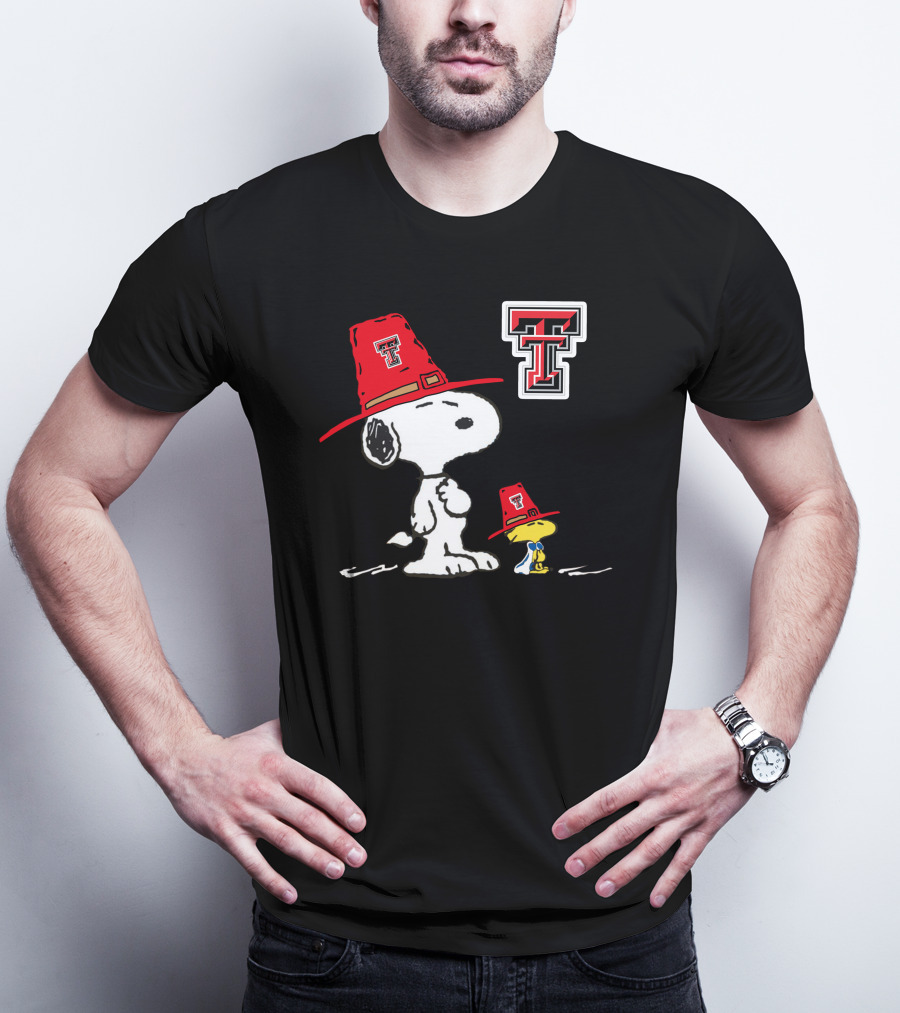 Texas Tech Red Raiders Snoopy Woodstock TTU Hat T-Shirt