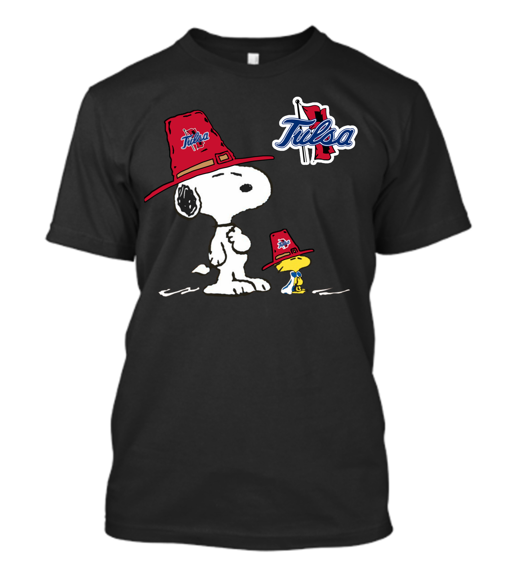 Tulsa Golden Hurricane Snoopy Woodstock Red Hat T-Shirt