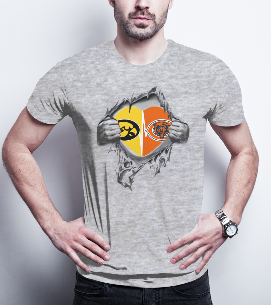 Iowa Hawkeyes Vs Chicago Bears Heart T-Shirt