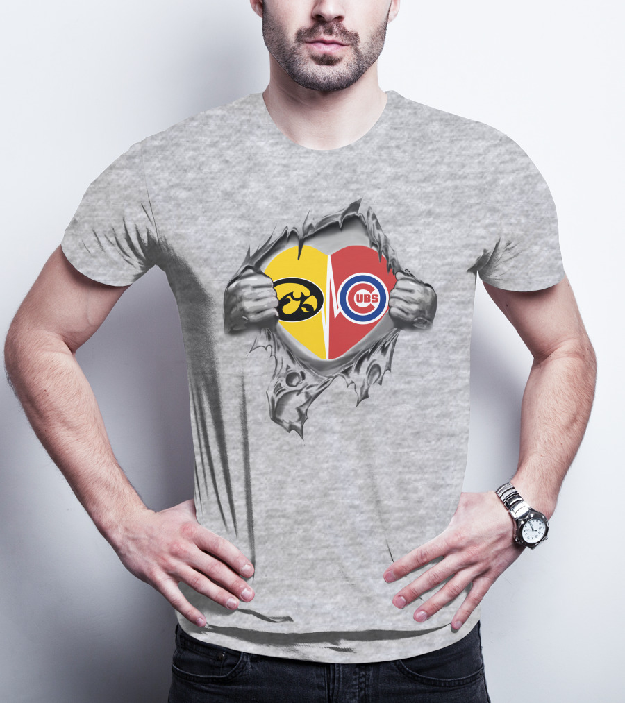 Iowa Hawkeyes Chicago Cubs Heart T-Shirt