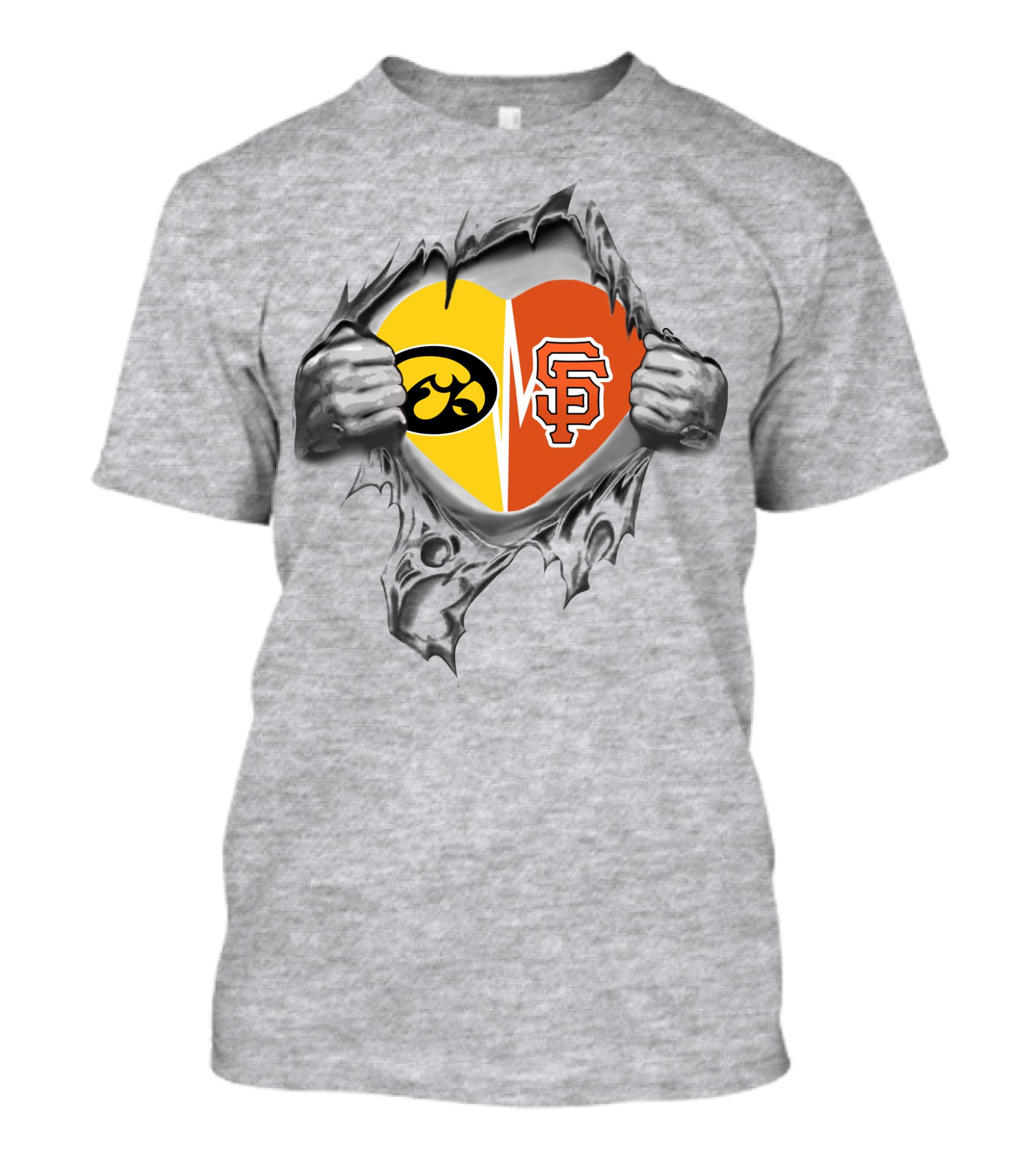 Iowa Hawkeyes Heartbeat Vs San Francisco Giants Loyalty T-Shirt