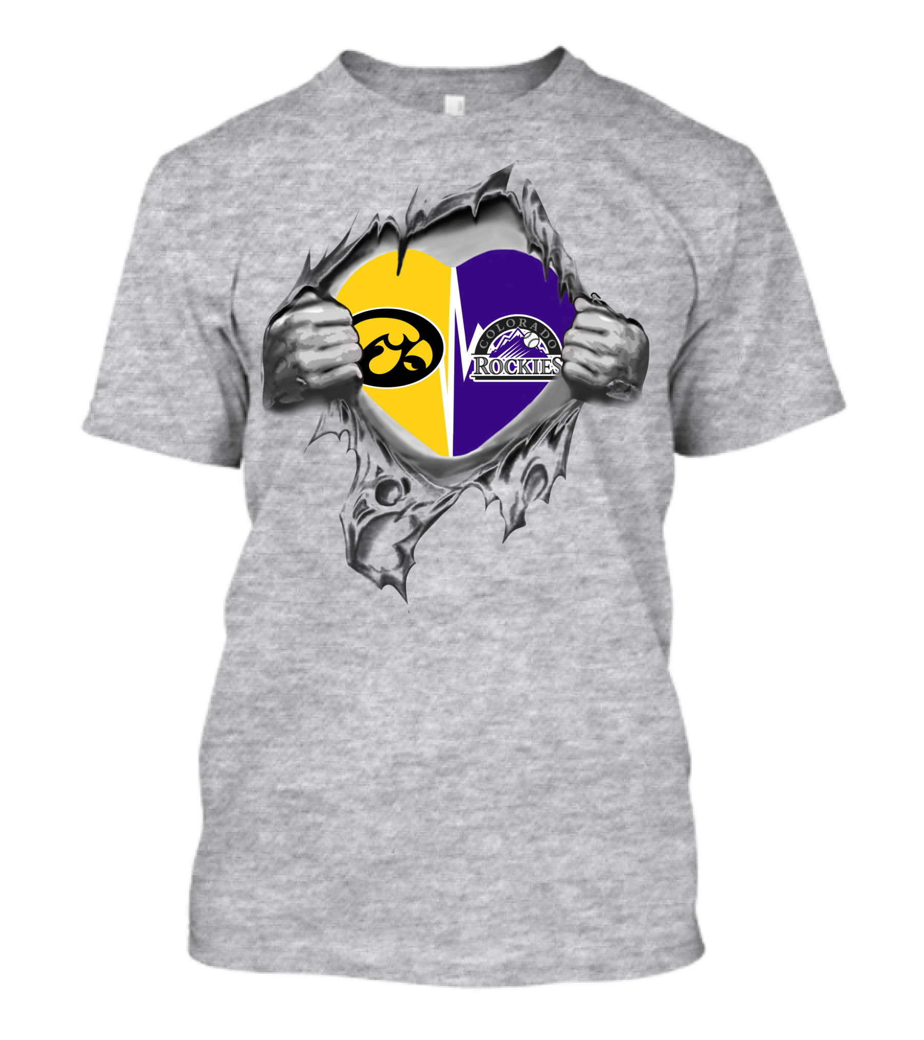 Iowa Hawkeyes Colorado Rockies Heart Logo Fusion T-Shirt