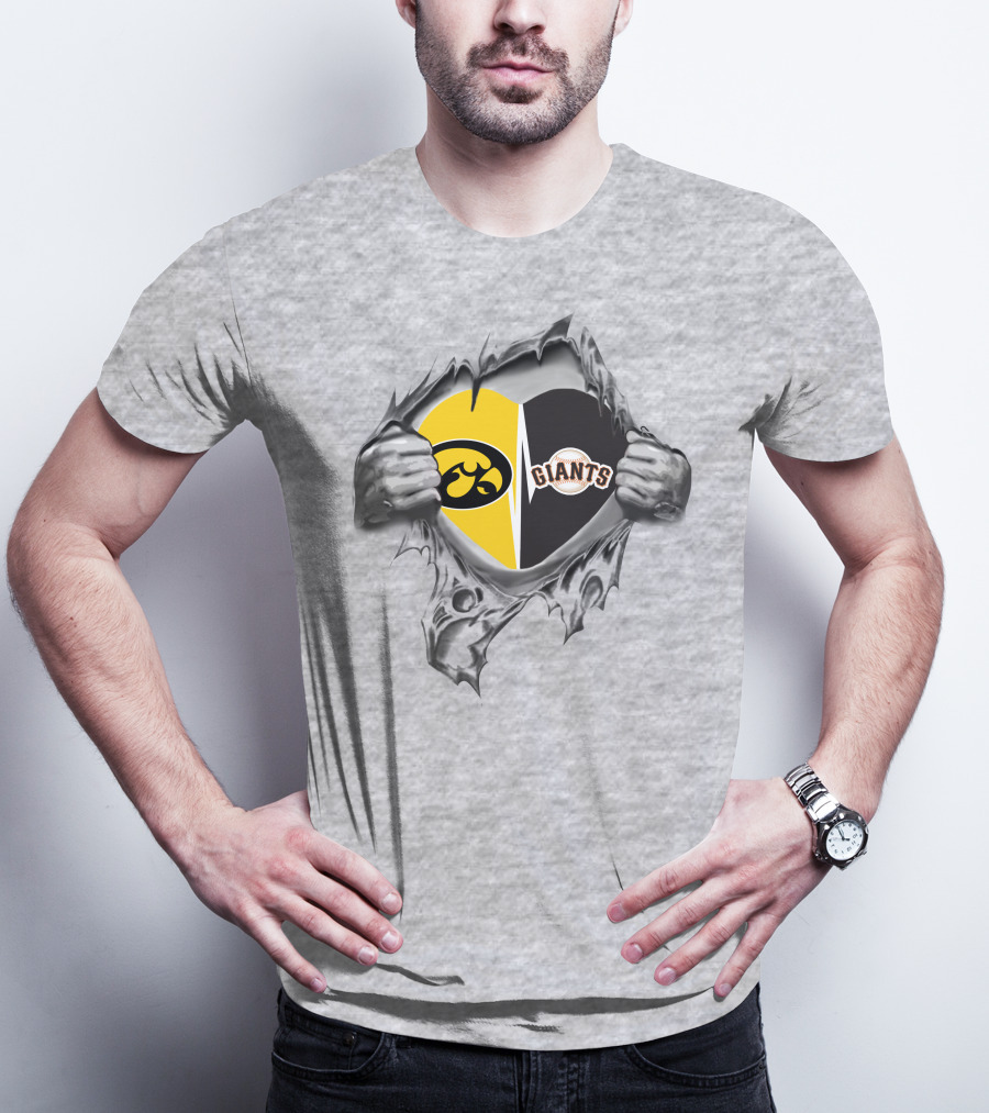 Iowa Hawkeyes San Francisco Giants Heart T-Shirt