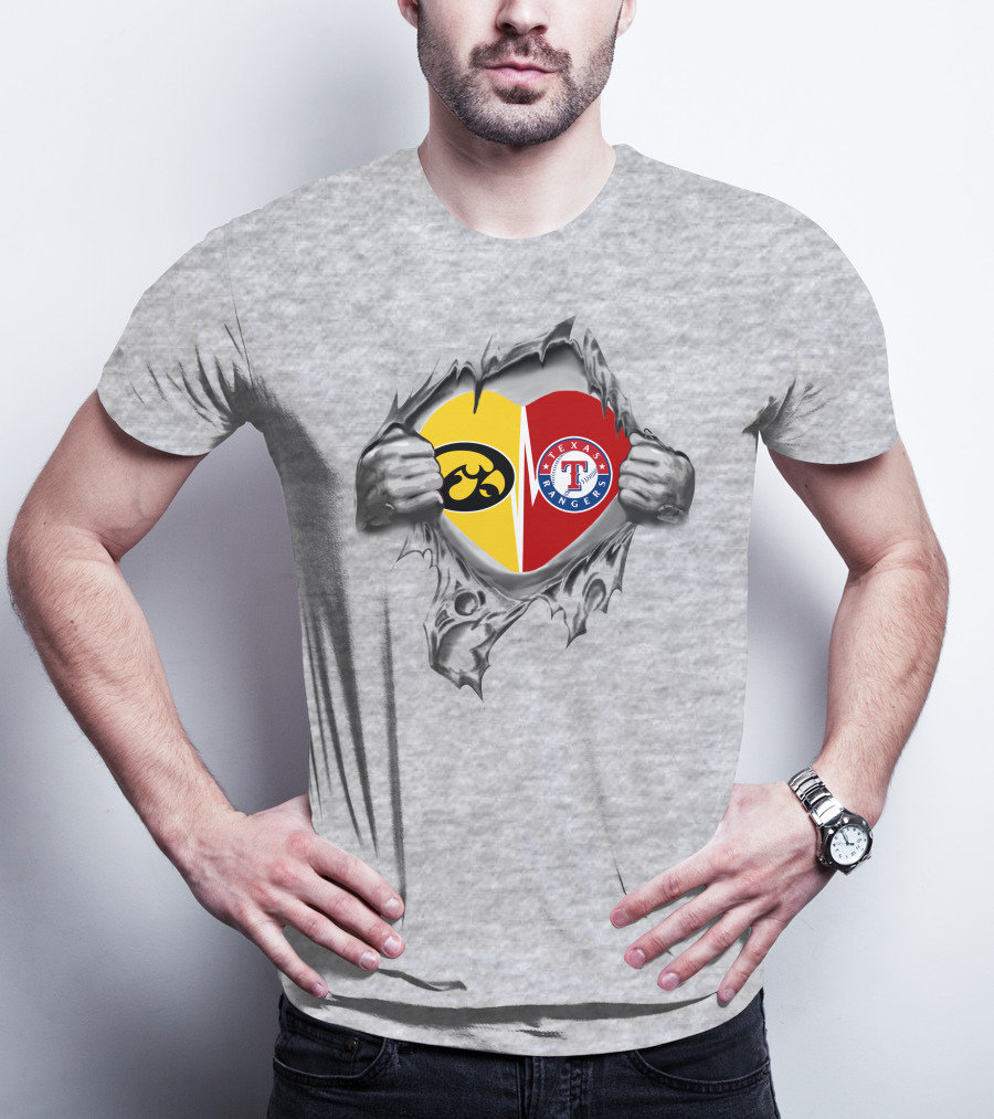 Iowa Hawkeyes Texas Rangers Heart T-Shirt