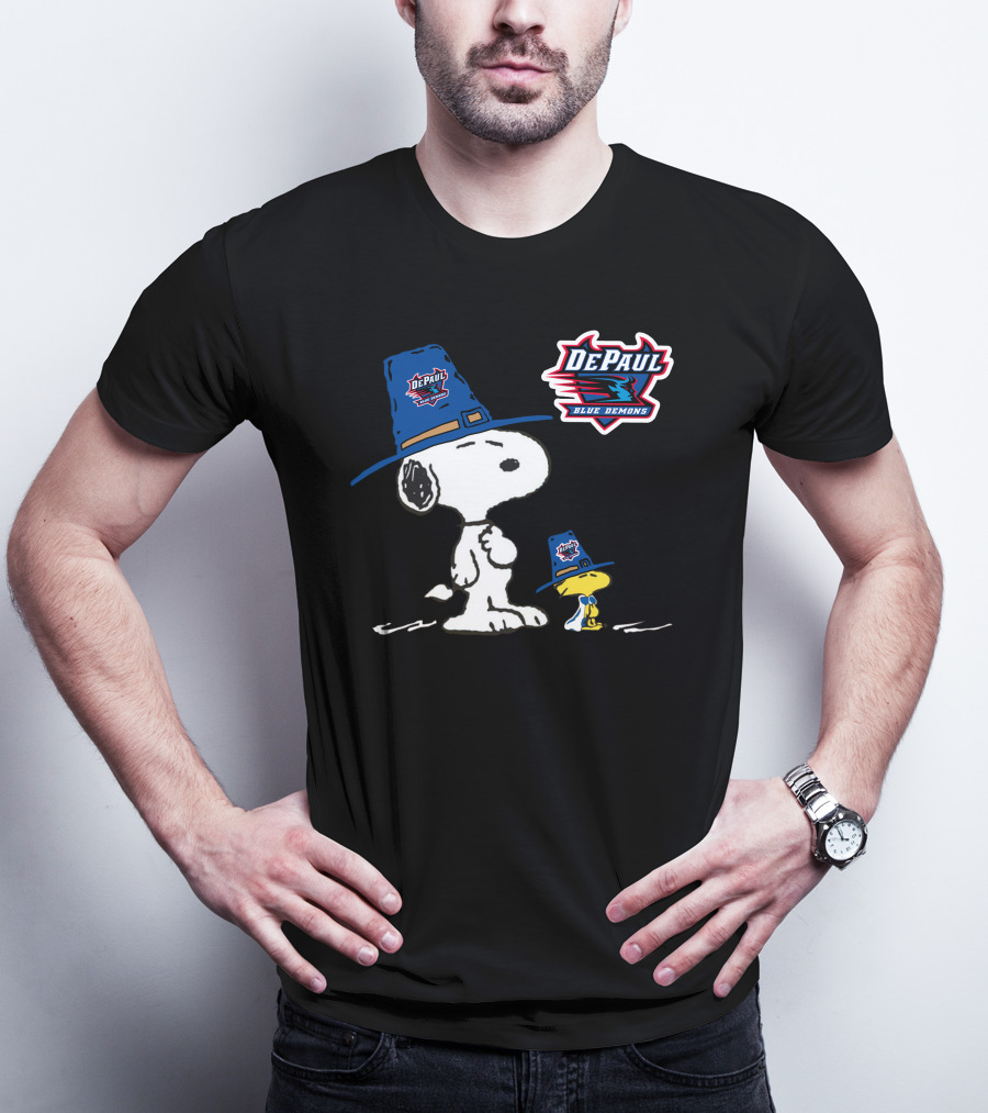 DePaul Blue Demons Snoopy Woodstock Hat T-Shirt