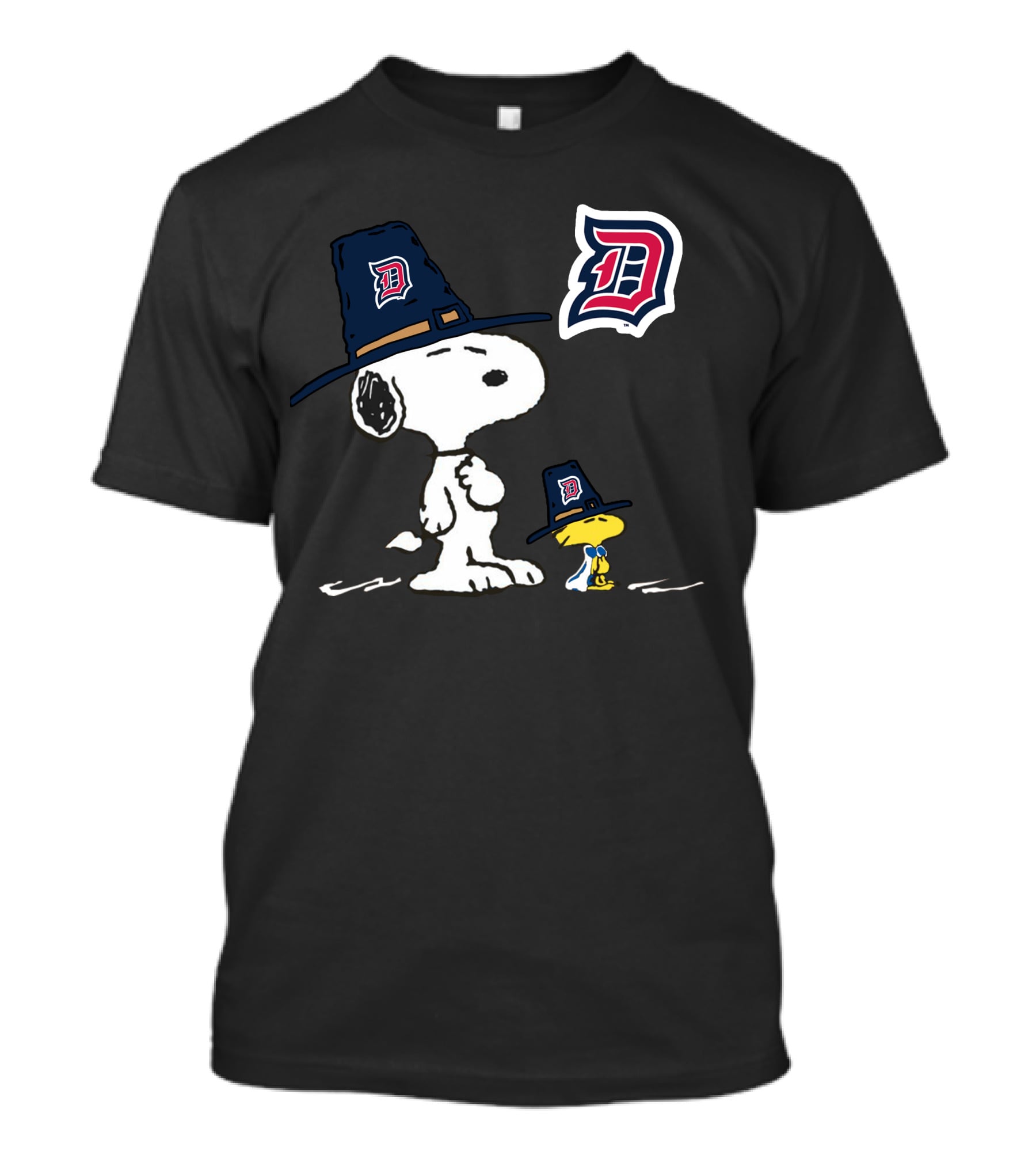 Snoopy Woodstock Duquesne Pilgrim Hat Emblem T-Shirt