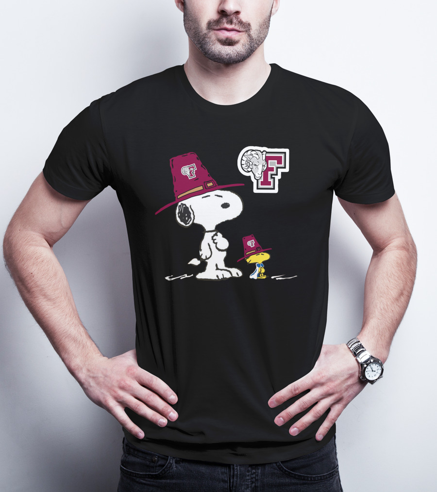 Fordham Snoopy Woodstock Maroon Hats Ram T-Shirt