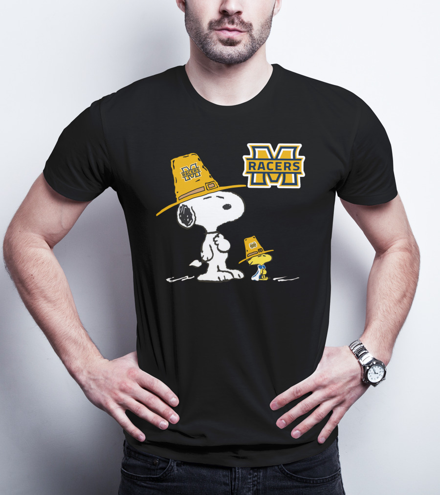 Murray State Racers Snoopy And Woodstock Pilgrim Hats T-Shirt