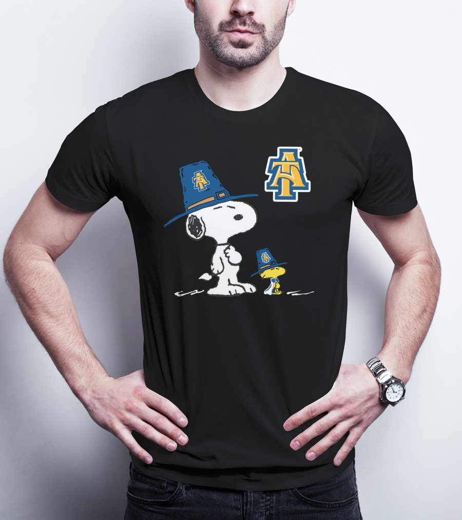 NC A&T Snoopy Woodstock Pilgrim Hat T-Shirt