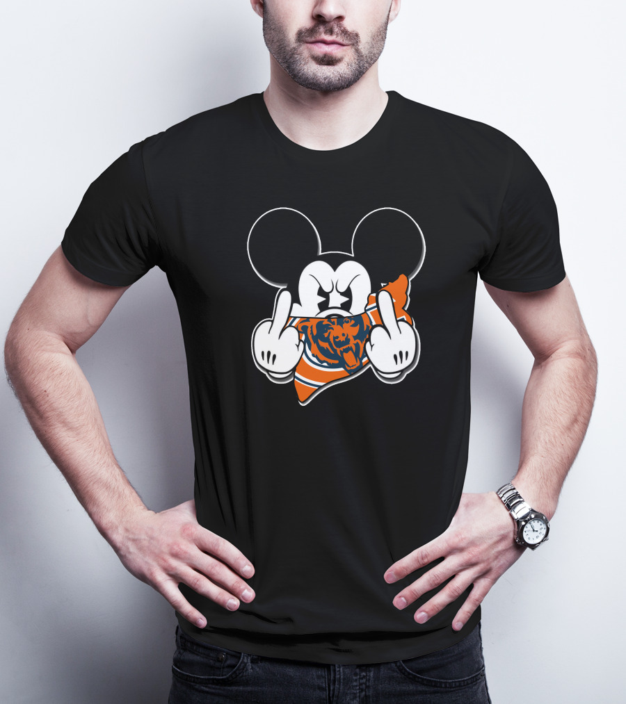 Mickey Mouse Chicago Bears Middle Finger Gesture T-Shirt
