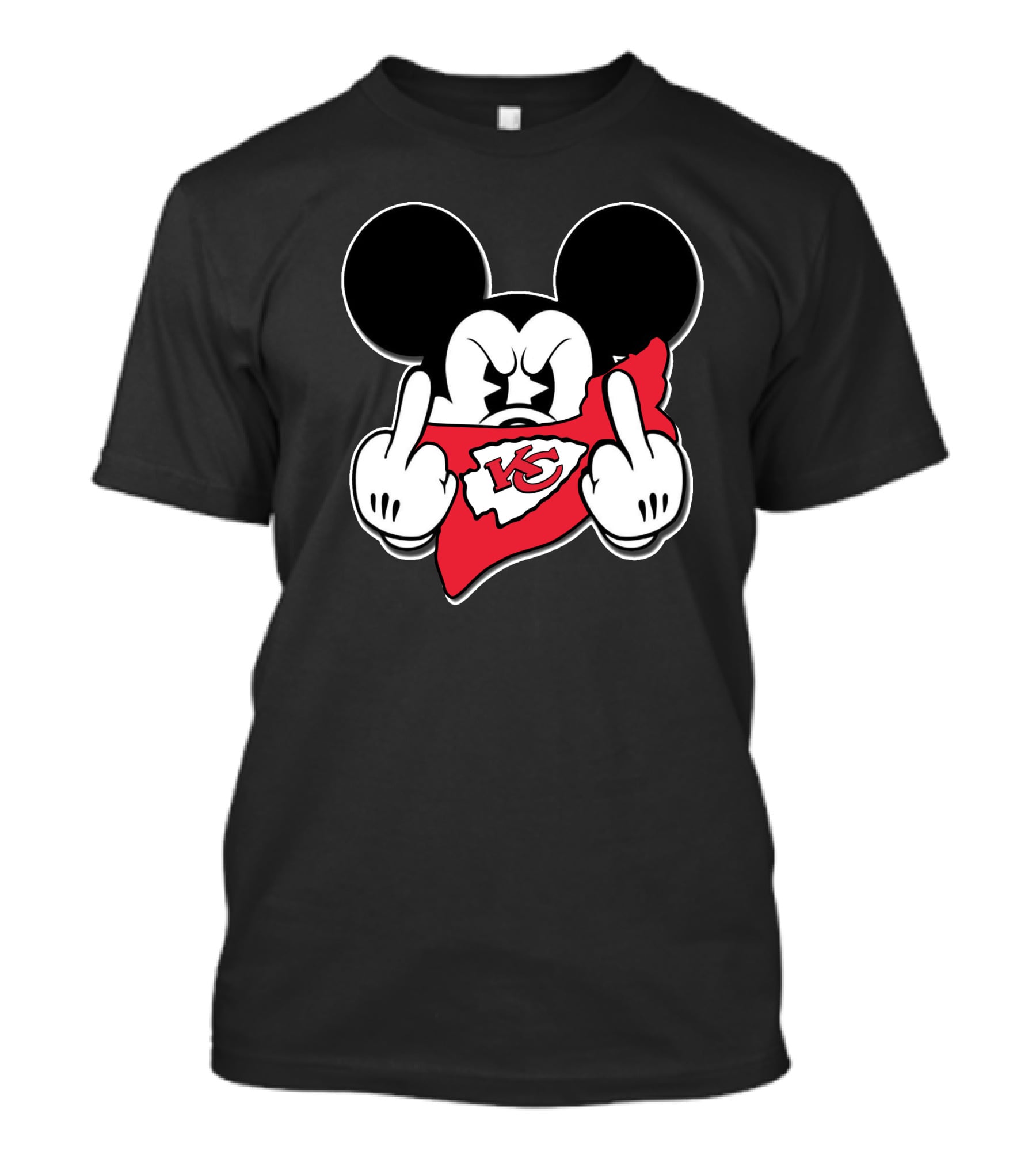 Mickey Mouse Chiefs Kc Red Bandana Gesture T-Shirt