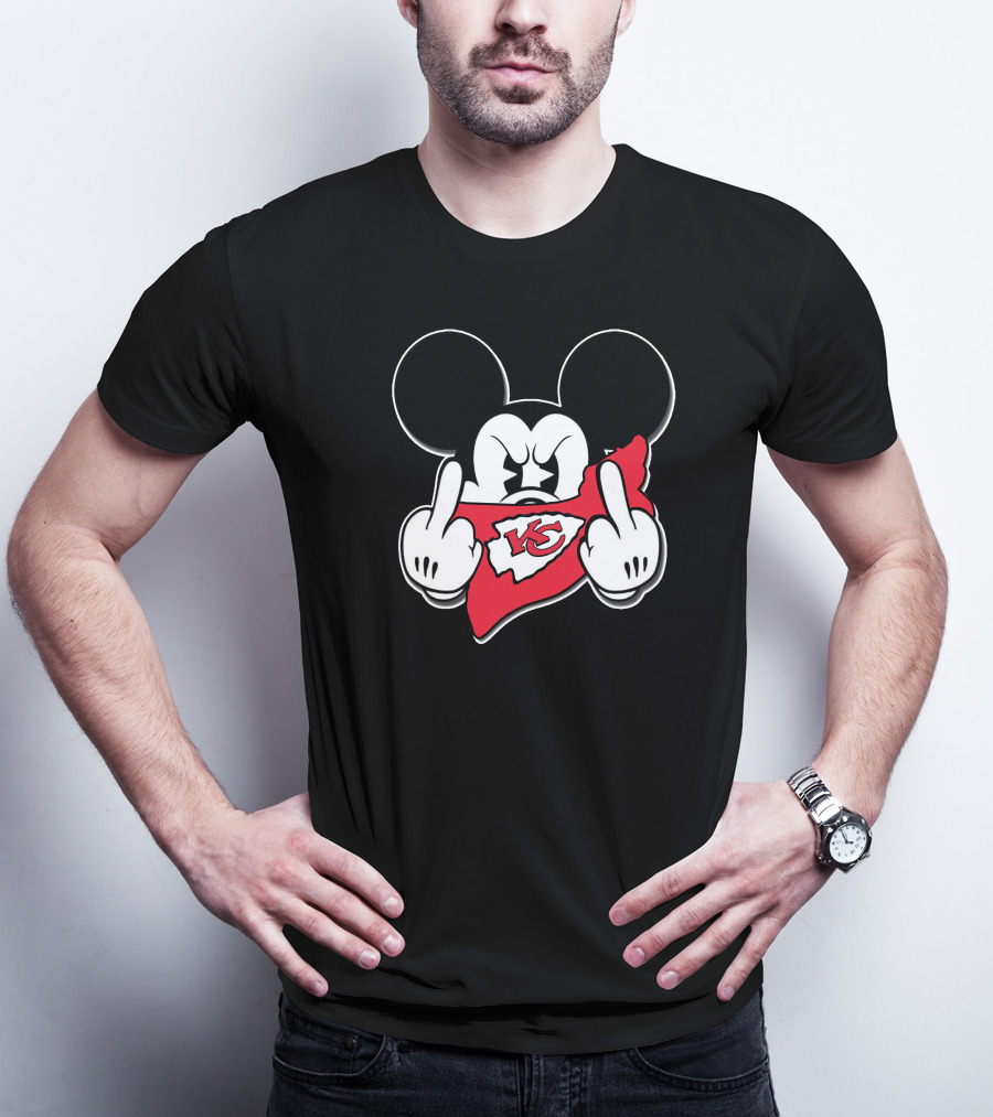 Mickey Mouse Chiefs Kc Red Bandana Gesture T-Shirt