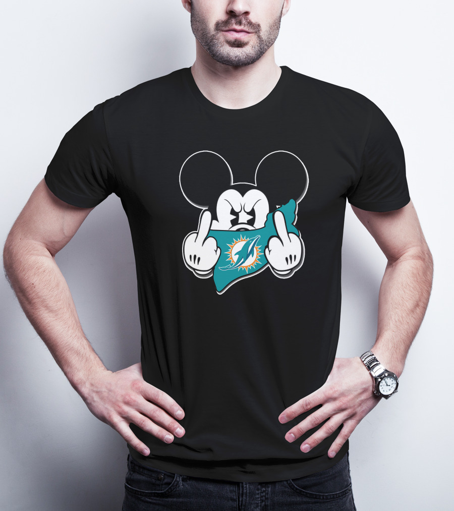 Mickey Mouse Miami Dolphins Logo Gesture T-Shirt