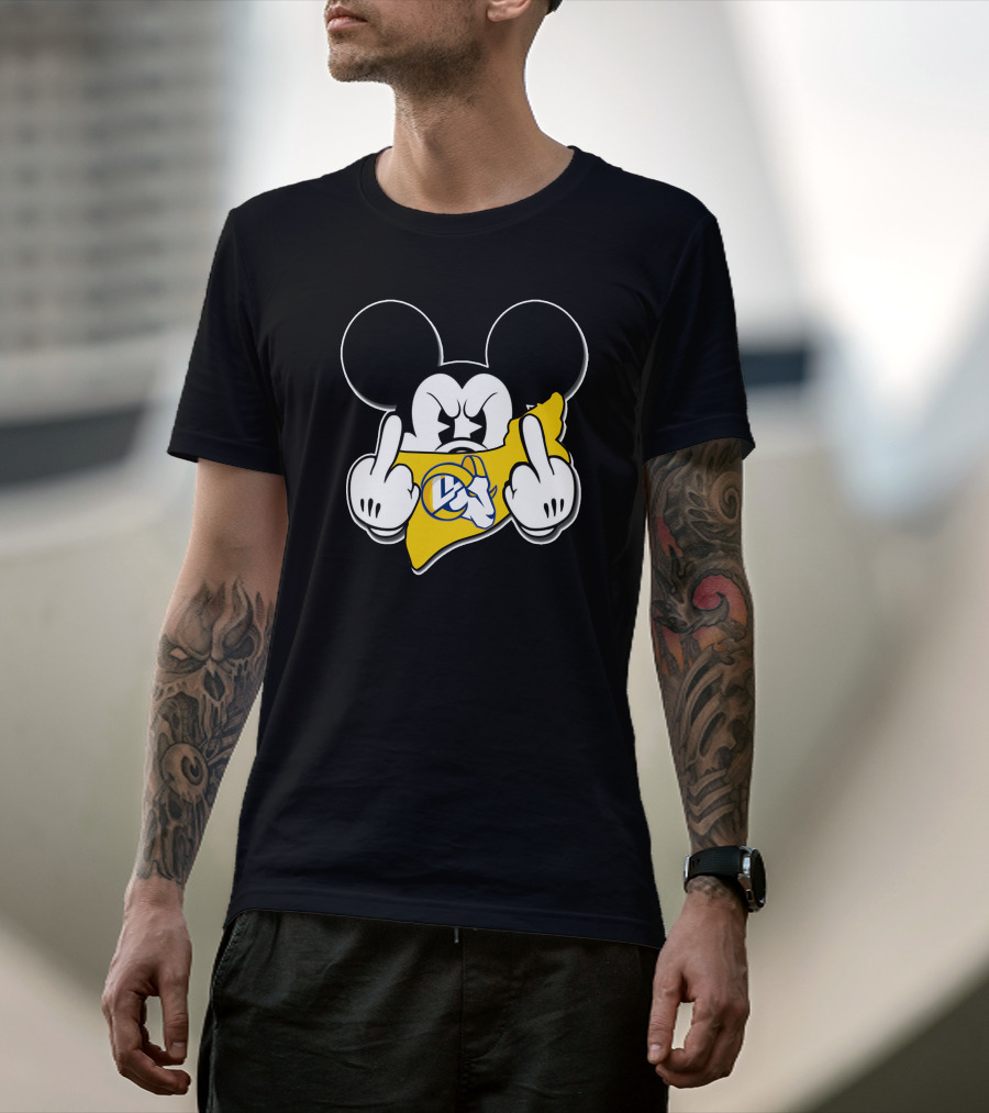 Mickey Mouse Angry Rams Logo Gesture T-Shirt