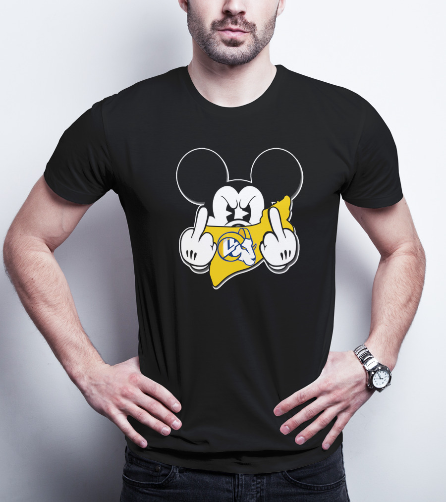 Mickey Mouse Angry Rams Logo Gesture T-Shirt