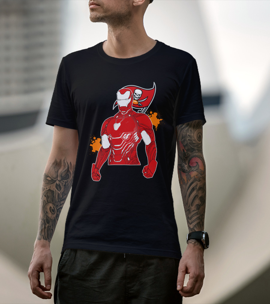 Iron Man Buccaneers Crossover With Skull Flag And Helmet T-Shirt