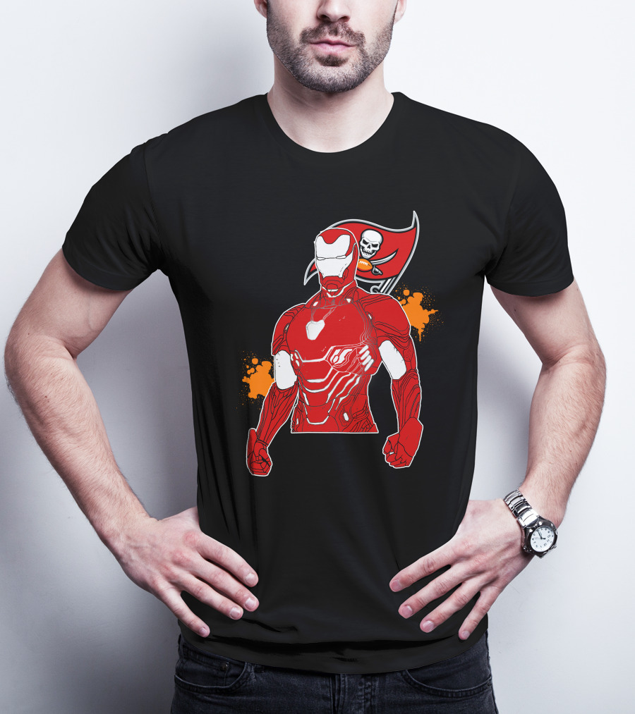 Iron Man Buccaneers Crossover With Skull Flag And Helmet T-Shirt