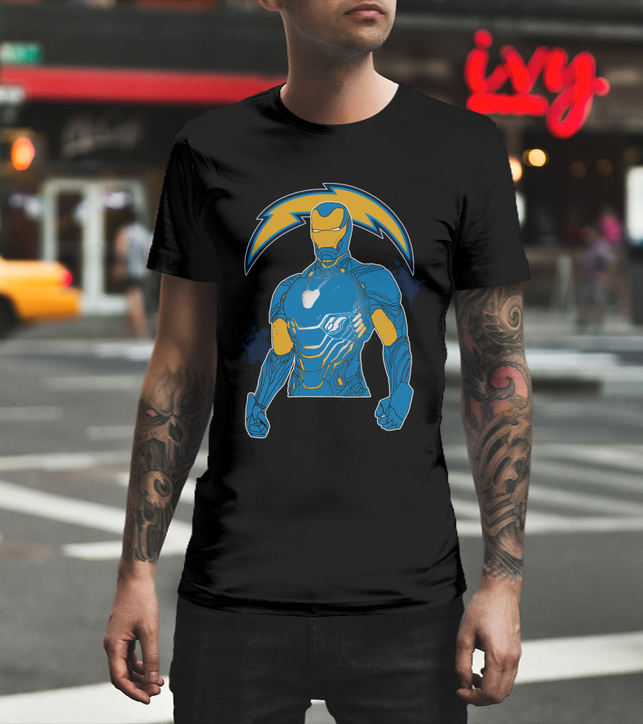 Iron Man Chargers Superhero Fusion T-Shirt