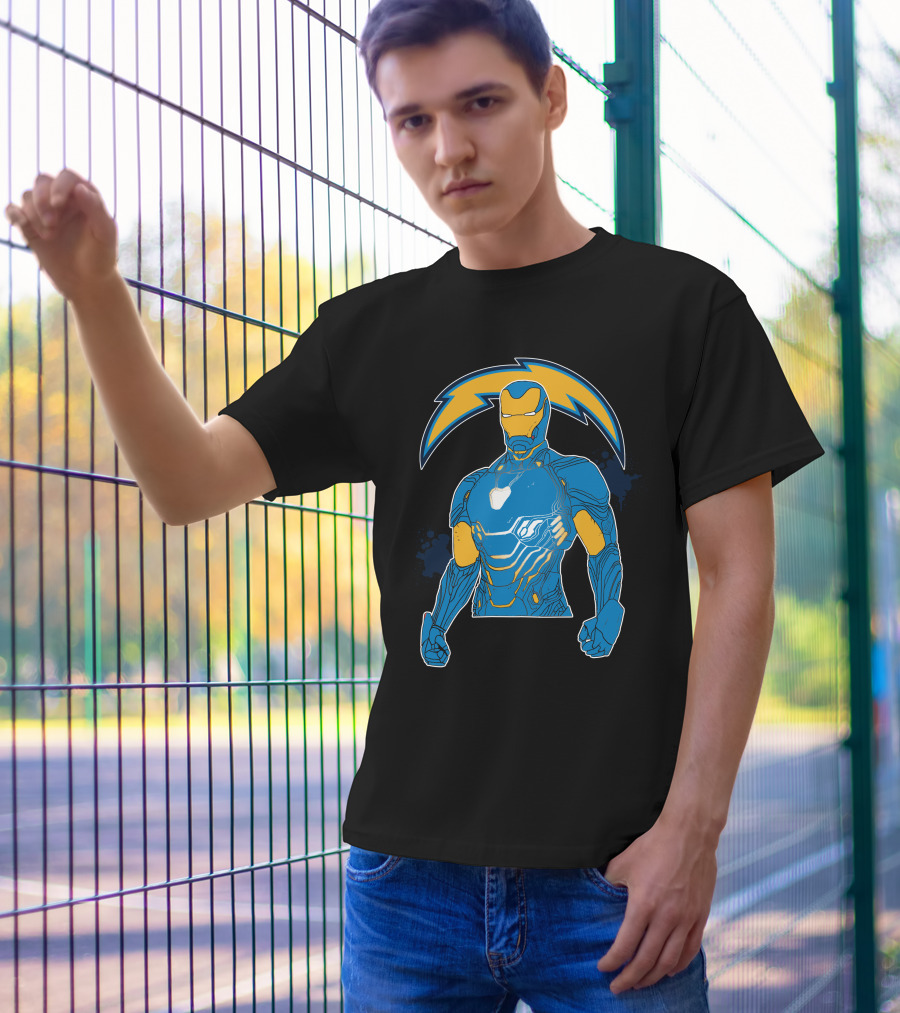 Iron Man Chargers Superhero Fusion T-Shirt