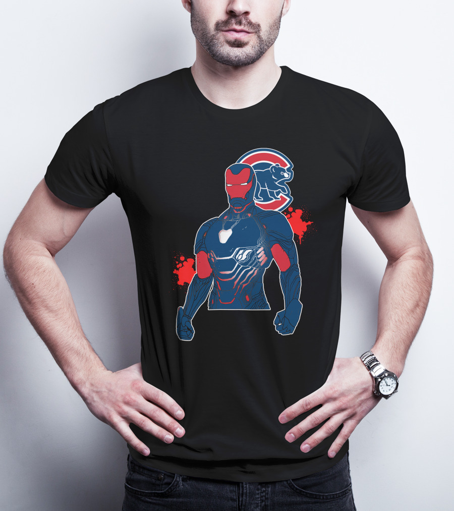 Iron Man Meets Chicago Cubs Crossover T-Shirt