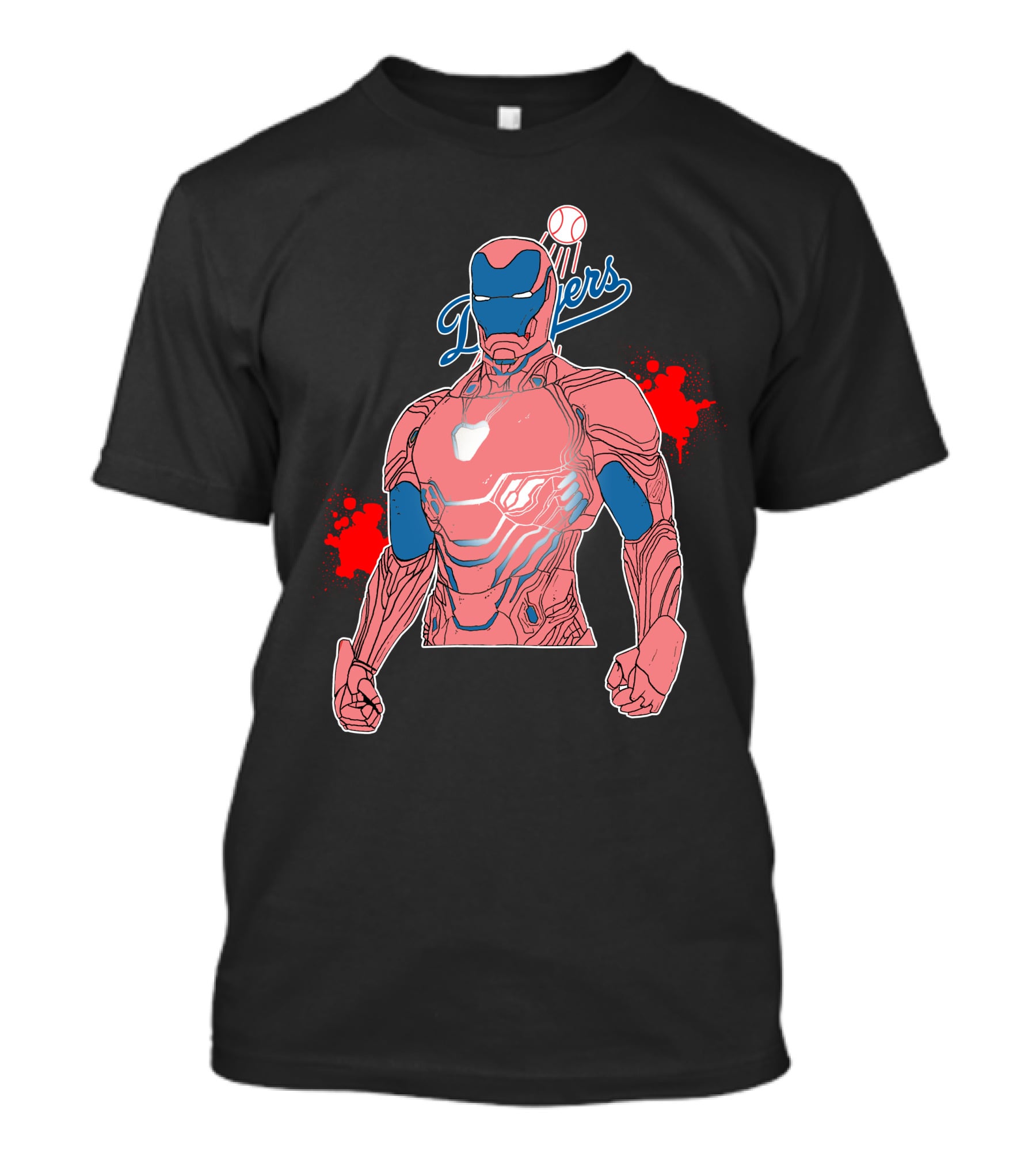 Iron Man Dodgers Baseball Fusion Heroic Crossover T-Shirt