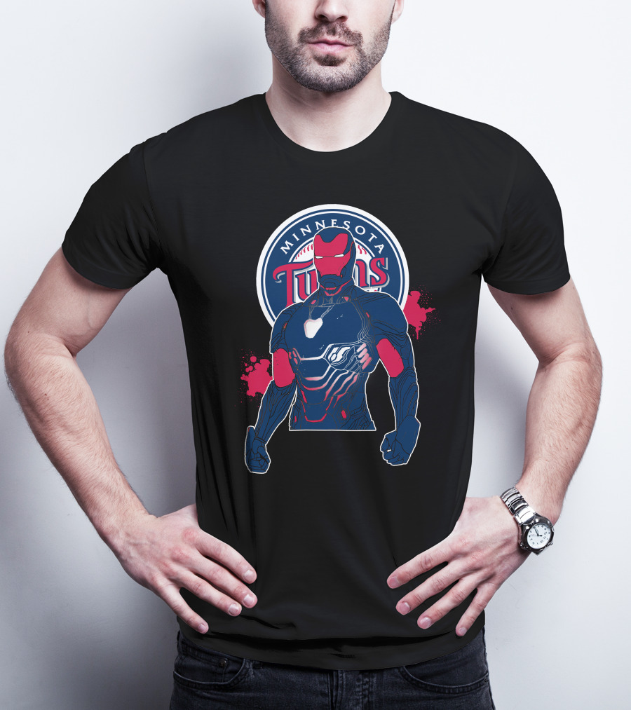 Iron Man Minnesota Twins Collaboration Cross-Over T-Shirt
